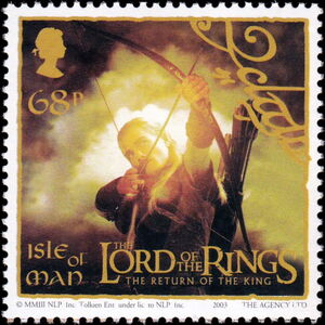 Stamp: Legolas drawing the Bow (Isle of Man(The Lord of the Rings Film ...