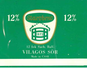 Drink Label: Starobrno 12 (Pivovar Starobrno Brno, Czech RepublicCol:CZ ...