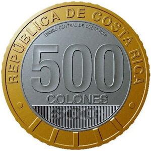 Coin: 500 Colones (175 years of the Foundation of the Republic. Color ...