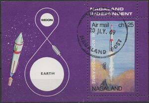 Stamp: Rocket Launch (India, Nagaland: Cinderella Stamps(Moon programme ...