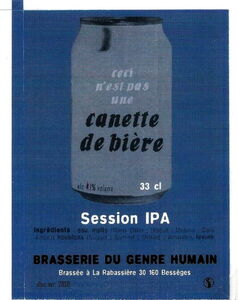 Drink Label: Session IPA (Brasserie du Genre Humain, FranceCol:FR-BEER ...