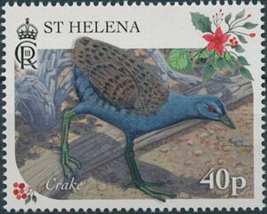 Stamp: Saint Helena Crake (Zapornia astrictocarpus) (Saint Helena ...