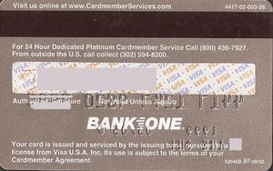 Bank Card: Bank One Corporation Silver (Bank One, United States of ...