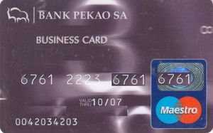 Bank Card: PEKAO maestro (Bank Polska Kasa Opieki SA/Bank Pekao SA ...