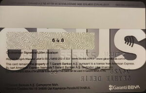Bank Card: Garanti BBVA Bonus AMEX (Garanti Bankası, Türkiye (Turkey ...
