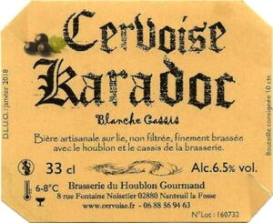 Drink Label: Cervoise Karadoc Blanche Cassis (Brasserie du Houblon ...