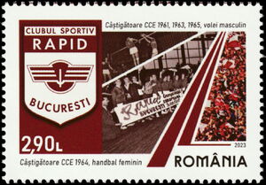 Sello: Club Logo, Sport Scenes (Rumanía(100th Anniversary of the Rapid ...