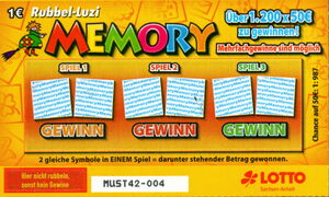 Lottery Ticket: Rubbel-Luzi - Memory (Lotto Sachsen-Anhalt, Germany, Federal Republic(Scratch ...