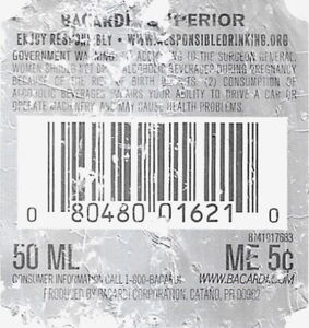 Drink Label: Bacardi Ron Superior Carta Blanca (Bacardi Corp. of ...