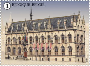 Stamp: City Hall (Belgium(Landmarks of Courtrai/Kortrijk (2023)) Mi:BE ...