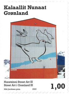 Stamp: Mural of Birds by Miki Jacobsen (Greenland(Street Art In ...