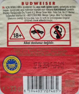 Drink Label: Budweiser Budvar (Budweiser Budvar, N.C., Czech ...