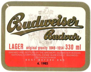 Drink Label: Budweiser Budvar (Budweiser Budvar, N.C., Czech ...