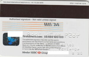 Bank Card: First Direct (HSBC, United Kingdom of Great Britain ...