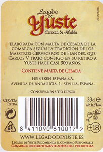 Etiqueta de bebida: Legado de Yuste (Heineken España S.A., EspañaCol:ES ...