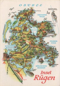 بطاقات بريدية: Island of Ruegen | Map (الجمهورية الديمقراطية الألمانية ...