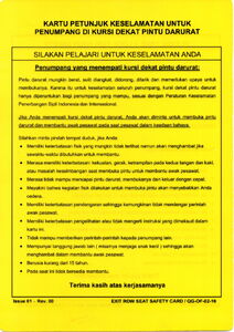 Safety Card: Exit Row Seat Safety Card (Citilink, IndonesiaCol:CTV-ID-0003