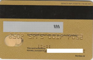Bank Card: Mastercard Gold (Nordea Bank AB, SwedenCol:SE-MC-0025.02