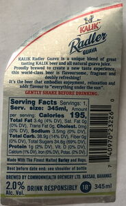 Drink Label: Kalik Radler Guava (Commonwealth Brewery Ltd., BahamasCol ...