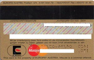 Bank Card: Eurocard (Europay, AustriaCol:AT-MC-0001.02 💳