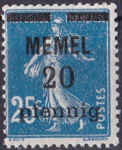 Stamp: The Sower, Surcharged and Overprinted 'MEMEL' (Memel Territory ...