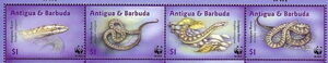Stamp: Antiguan Racer Snake (Alsophis antiguae) (Antigua and Barbuda ...