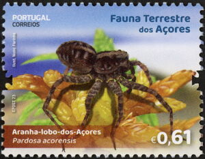 Stamp: Azorean wolf Spider (Pardosa acorensis) (Azores(Terrestrial ...