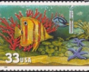 Stamp: Copperband Butterflyfish, Blue Tang (United States of America ...