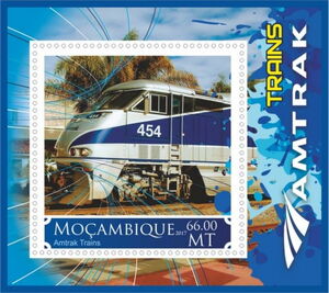 Stamp: Trains Amtrak (Mozambique: Illegal Stamps(Locomotives (2017 ...
