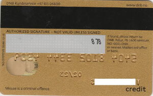 Bank Card: DNB Gold (DnB NOR Bank ASA, NorwayCol:NO-MC-0034