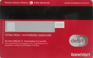 Bank Card: Bankkart (T.C. Ziraat Bankasi, Türkiye (Turkey)Col:TR-MC-0676 💳