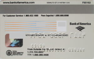 Bank Card: Temporary (Bank of America, United States of AmericaCol:US ...