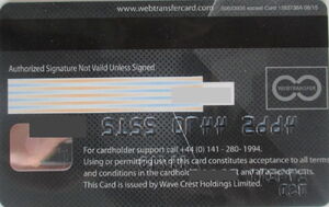Bank Card: Webtransfer (Wave Crest Holdings, United Kingdom of Great Britain & Northern ...