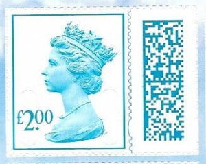 Stamp: £2 New Blue (Source Code: MPIL, Date Code: 23) (United Kingdom ...