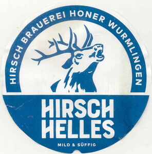 Drink Label: Hirsch Helles (Hirsch-Brauerei Honer GmbH & Co., Germany ...