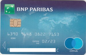 Bank Card: Map (BNP Paribas, FranceCol:FR-CR-0002.02