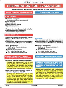 Safety Card: Preparation for Evacuation (United Airlines, United States ...
