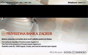 Bank Card: Pbzinfocard (Privredna Banka Zagreb, CroatiaCol:HR-GM-0010