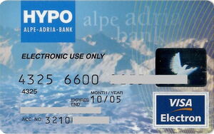 Bank Card: HYPO Alpe-Adria Bank (Hypo Group Alpe Adria, CroatiaCol:HR ...