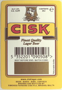Drink Label: Cisk Premium Lager Beer (Simonds Farsons Cisk Plc ...
