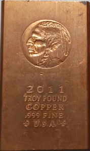 Token: 1 Pound Indian Head Copper Art Bar (United States of America ...