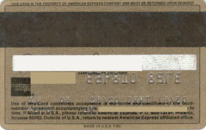 Bank Card: American Express - CALIFORNIA FIRST BANK 7-80 (CALIFORNIA ...