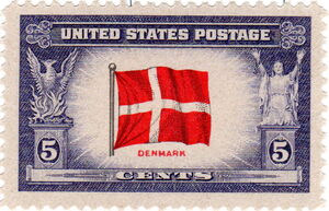 邮票: Flag of Denmark (美国(Overrun Countries Issue) Mi:US 514,Sn:US 920,Yt ...