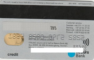 Bank Card: Supreme Card (Resurs Bank, SwedenCol:SE-MC-0020.02