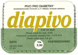 Drink Label: Dia pivo (Pivovar Ostravar Ostrava, Czech RepublicCol:CZ ...