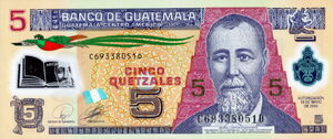 Banknote: 5 Quetzales (Guatemala(2010-2022 Issue) Wor:P-122 a