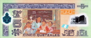 Banknote: 5 Quetzales (Guatemala(2010-2022 Issue) Wor:P-122 a
