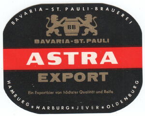 Drink Label: Astra Export (Bavaria Brauerei Hamburg, Germany, Federal ...