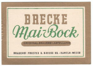 Drink Label: Brecke Mai-Bock (Brauerei Förster & Brecke KG, Germany, Federal RepublicCol:DE-BEER ...