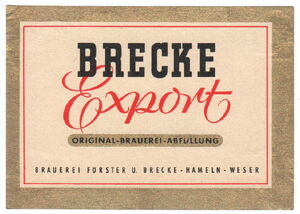 Drink Label: Brecke Export (Brauerei Förster & Brecke KG, Germany ...